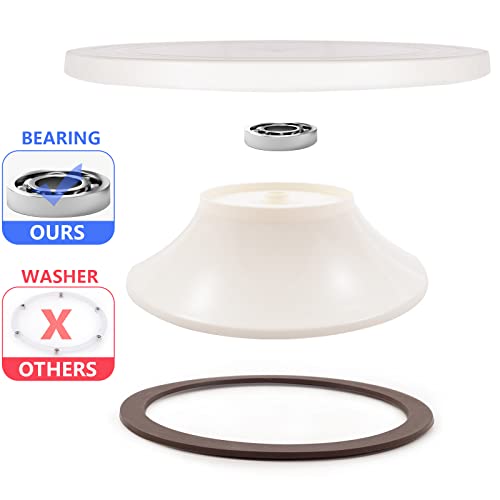 WObell 10.4 inches Plastic Rotating Cake Decorating Turntable Revolving Display Stand with Ball Bearing Lazy Susan Circular Non-slip Base for Pottery Wheel Supply Paint Spinner, White (DM-XX265)