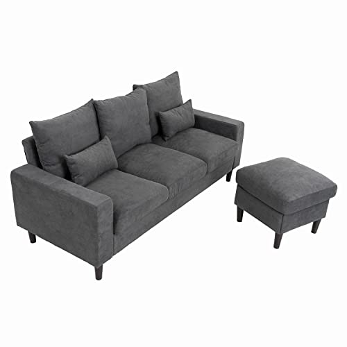 Panana Convertible Sectional Sofa Couch with Reversible Chaise, L-Shaped Couch Linen Fabric for Small Space, Apartment (Grey)