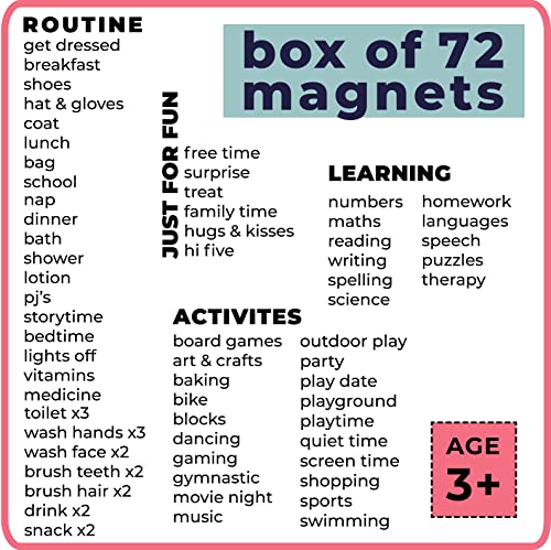 Magnetic Chore Chart and Visual Schedule for Kids - Create Your Own Daily Routine Chart for Kids | Autism and ADHD Friendly (72 Magnets)