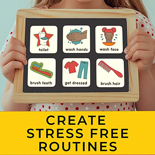 Magnetic Chore Chart and Visual Schedule for Kids - Create Your Own Daily Routine Chart for Kids | Autism and ADHD Friendly (72 Magnets)