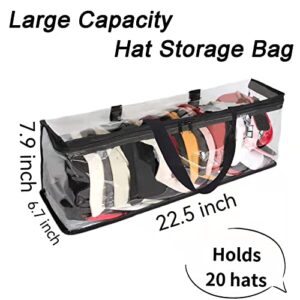 Babibob Hat Organizer/Baseball Cap Organizer - Clear Hat Holder, Visible Hat Storage Case for Ball Caps with Carry Handles, Holds Up to 22 Hats(3 Pack)