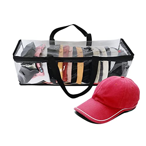 Babibob Hat Organizer/Baseball Cap Organizer - Clear Hat Holder, Visible Hat Storage Case for Ball Caps with Carry Handles, Holds Up to 22 Hats(3 Pack)