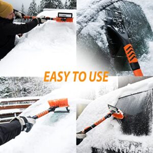 Zone Tech 35” Extendable Ice Scraper and Extendable Brush 360° Snow Brush Head for Car Windshield Flexible Arm Ice Scraper Scratch Free Removal Tool Snow Removal Compact Extreme Durable Auto Truck SUV