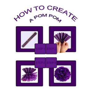 16Pcs of Tissue Paper Pom Poms Mixed Paper Lanterns Craft Kit, Suitable for Lavender Purple Theme Party/ Baby Shower /Birthday Party Decoration/Bridal Shower/Wedding Party Decoration （Purple）