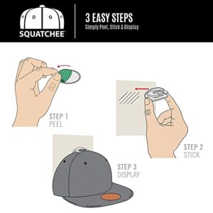 Squatchee Premium Adhesive Hat Hooks for Wall (5-Pack) | Hat Rack for Baseball Caps | Hat Display Holders | Hat Hangers for Closet & Doors | Hat Organization & Storage | Patented Design | Black