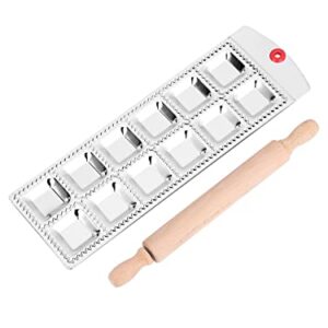 Ravioli Maker & Ravioli molds Tool-12 Hole Round Mold Italian Pasta Italian Tray Kit With Rolling Pin (Square)1