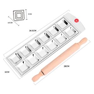 Ravioli Maker & Ravioli molds Tool-12 Hole Round Mold Italian Pasta Italian Tray Kit With Rolling Pin (Square)1