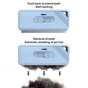 Self Cleaning Slicker Brush for Dogs and Cats, Portable Pet Grooming Dematting Brush, Shedding Undercoat and Grooming Dog & Cat Brush for Grooming Long & Short Hair, Loose Fur, Tangled Hair(Sierra Blue)