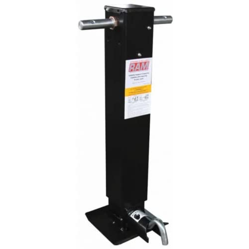 PARTSPRO+PLUS RAM 12,000-Lbs Side Wind Front Pin Drop Leg Spring Return Trailer Jack with Handle and Mounting Hardwar