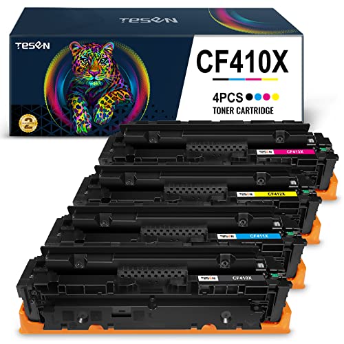 TESEN 410X(with New Chips) Remanufactured Toner Cartridge Replacement for HP 410X CF410X for HP Color Pro M452dn M452dw M452nw MFP M477fdw M477fnw M477fdn M377dw (Black, 4PK) Green Series