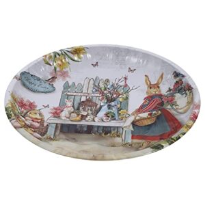 valiclud easter serving tray fruit plate: bunny rustic iron platters kitchen snack plate appetizer trays for coffee snacks nuts condiments appetizers