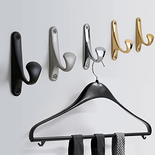 Wall Mounted Contemporary Metal Single Coat Hooks 4 Pack for Door Hanger Towel Robe Clothes Cabinet Closet Sponges Hook for Bathroom Bedroom Kitchen Hotel Pool (Screws Included) Black