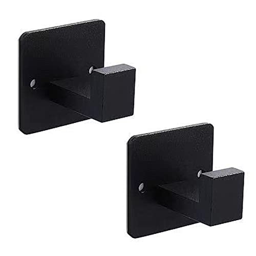 GENGXIN 2 Pack Towel Hook 304 Stainless Steel Single Hook Brushed Nickel Coat Hook Perforated Towel Hook Heavy Duty for Bathroom Room Hanger Wall Hook Bathrobe Hook (Black)