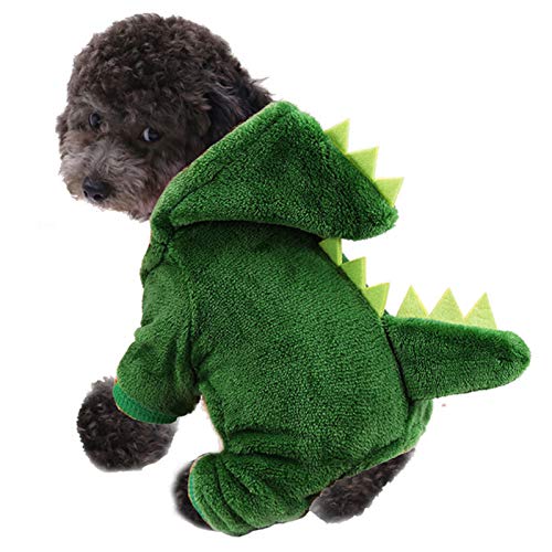 Christmas Pet Clothes Dog Cat Christmas Costume Dog Hoodie Coat Jacket Dinosaur Cosplay Dressing up Hallowee Xmas Party Fashion New Year Clothing Accessories for Small Pet Cat Dog Green M