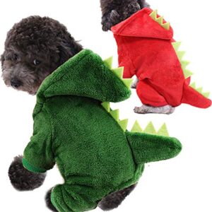 Christmas Pet Clothes Dog Cat Christmas Costume Dog Hoodie Coat Jacket Dinosaur Cosplay Dressing up Hallowee Xmas Party Fashion New Year Clothing Accessories for Small Pet Cat Dog Green M