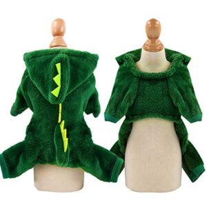 Christmas Pet Clothes Dog Cat Christmas Costume Dog Hoodie Coat Jacket Dinosaur Cosplay Dressing up Hallowee Xmas Party Fashion New Year Clothing Accessories for Small Pet Cat Dog Green M