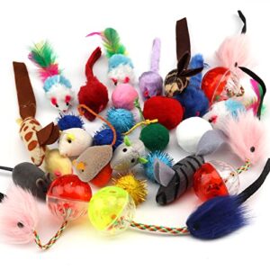 pietypet cat toys balls catnip mouse toys for cat, furry mice with catnip, kitten ball toys, kitten catnip toys, cat mouse toys for indoor cats kitten, 28pcs