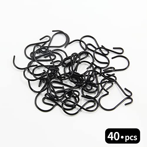 Piutouyar 40Pcs 1.26 Inch S Hooks Small S Shaped Hooks Mini S Hooks Connectors Christmas Ornament Hooks for Hanging Jewelry, DIY, Crafts, Key (Black)