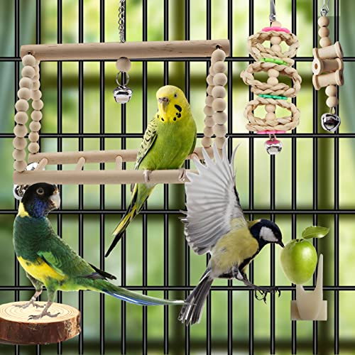 Bird Toys Parakeet Cage Accessories, PietyPet 13pcs Bird Parakeet Toys, Swing Hanging Standing Chewing Toy, Bird Toys for Parakeets, Cockatiel, Parrot