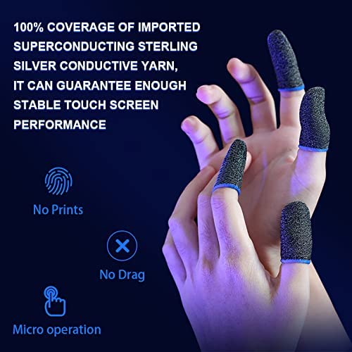 50 PCS Silver Fiber Gaming Finger Sleeves,Mobile Phone Game Controller Finger Thumb Sleeves Finger Seamless Touchscreen Anti-Sweat Breathable Finger Covers,for League of Legend, PUBG,Rules of Survival