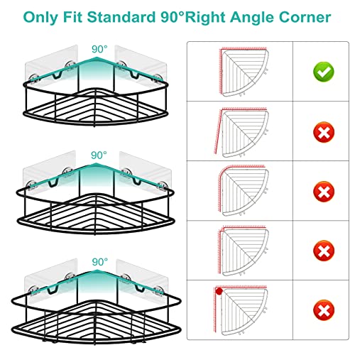 AXTEE Corner Shower Caddy, Shower Shelf with Hooks, 3 Pack Shower Organizer Storage - SUS304 Stainless Steel Bathroom Shower Organizer for Bathroom, Toilet, Kitchen and Dorm - Black