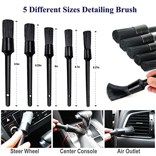 Car Cleaning Kit, 23pcs Interior Detailing Kit Detailing Brush Set Car Wash Set,Auto Drill Brush Set,Car Detailing Brushes for Cleaning Wheels,Dashboard,Interior,Exterior,Leather,Air Vents,Emblems