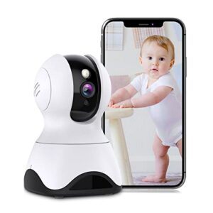 baby monitor with camera and audio, 1080p hd night vision pet camera with motion tracking and sound detect, 2.4g wifi indoor security camera with 2-way talk, cloud & sd card storage, works with alexa