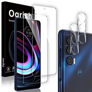 ogrish [2+2 pack] tempered glass screen protector for motorola moto edge (2021)/moto edge 5g uw 2021 and 2 pack camera lens protector - anti-fingerprint, shatter proof, hd clear