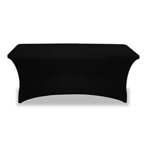 YIIBAII Table Covers Rectangular Fitted Spandex Tablecloths for Indoor Patio Wedding Banquet Table Cover Party Stretchable Washed Tablecloth,Band 2 Laundry Bags (Black, 2PCS 6FT)