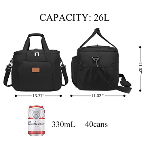 MOYAQI Large Soft Sided Picnic Cooler Bag 26L Insulated Leak Proof for 40 Cans of Beverage or Beer Storage, Collapsible Cooler Lunch Bag for Camping, Lunch, Beach, Picnic, Road Trips, Shopping, Travel