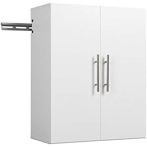 Pemberly Row Contemporary 24" Wall Mounted Garage Cabinet in White