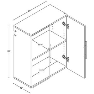 Pemberly Row Contemporary 24" Wall Mounted Garage Cabinet in White