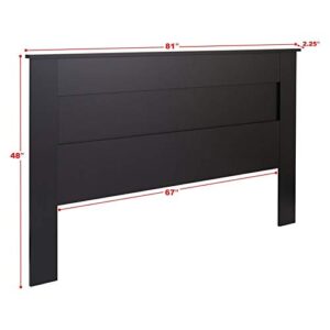 Pemberly Row Traditional Wood King Flat Panel Headboard in Black