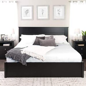 Pemberly Row Traditional Wood King Flat Panel Headboard in Black