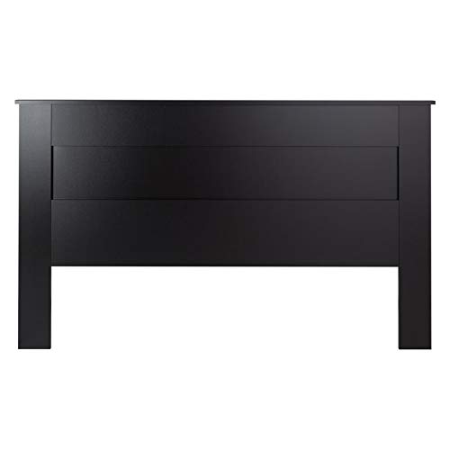 Pemberly Row Traditional Wood King Flat Panel Headboard in Black