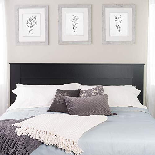 Pemberly Row Traditional Wood King Flat Panel Headboard in Black