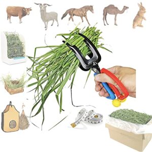 lyfoo hay filling grabber fish grabber pet feeding sissor horse hay picker hay gripper cow hay fork pet feeder fork rabbit feeder goat food feeder with measurement tape (4-tine), black