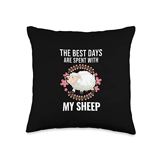 Shepherd Gifts The Best Days are Spent Sheep Throw Pillow, 16x16, Multicolor