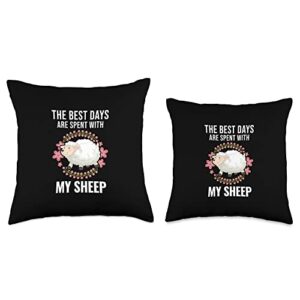 Shepherd Gifts The Best Days are Spent Sheep Throw Pillow, 16x16, Multicolor