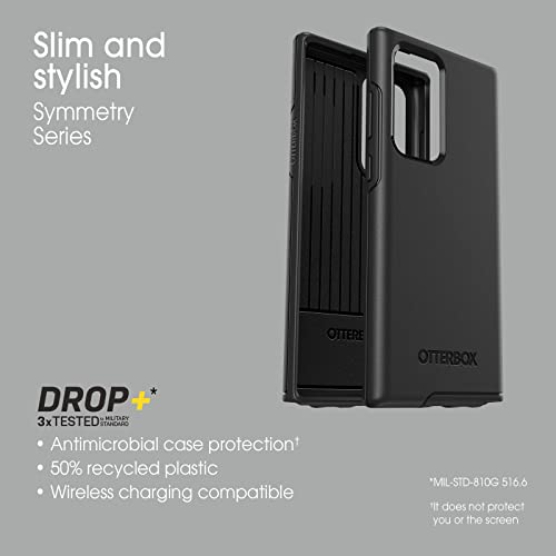 OtterBox Galaxy S22 Ultra Symmetry Series Case - BLACK, ultra-sleek, wireless charging compatible, raised edges protect camera & screen