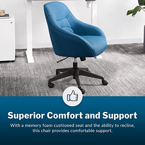 Vari Upholstered Desk Chair (VariDesk) - Comfortable Computer Chair with Memory Foam Cushion - Home Office Chair with Wheels - Adjustable Height Swivel Chair (Azure Blue)