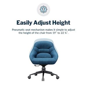 Vari Upholstered Desk Chair (VariDesk) - Comfortable Computer Chair with Memory Foam Cushion - Home Office Chair with Wheels - Adjustable Height Swivel Chair (Azure Blue)