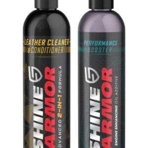 SHINE ARMOR Leather Cleaner & Synthetic Engine Oil Treatment, Cleaner & Conditioner Protector for Couches Car Interior, Reverses Engine Wear and Increases Vehicle Life