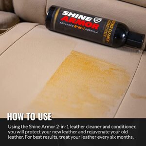 SHINE ARMOR Leather Cleaner & Synthetic Engine Oil Treatment, Cleaner & Conditioner Protector for Couches Car Interior, Reverses Engine Wear and Increases Vehicle Life