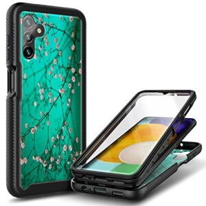 nznd case for samsung galaxy a13 5g with [built-in screen protector], full-body protective shockproof rugged bumper cover, impact resist durable phone case (plum blossom)