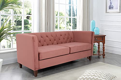 US Pride Furniture Modern Style High Density Foam Rose Velvet Button-Tufted 2 PC Living Room Set with Removable Cushion & Solid Wood Legs (S5708-5714) Sofas