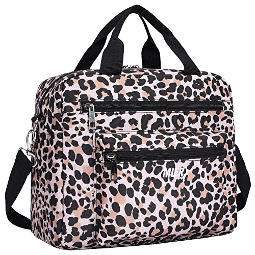 MIER Leopard Lunch Bag for Womens Ladies-Insulated Adult Lunch Box Stylish Cute Lunch Totes with Shoulder Strap Portable Fashion Lunch Cooler Bag