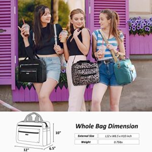 MIER Leopard Lunch Bag for Womens Ladies-Insulated Adult Lunch Box Stylish Cute Lunch Totes with Shoulder Strap Portable Fashion Lunch Cooler Bag