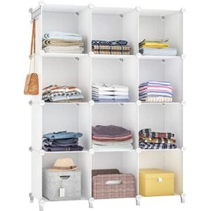 homidec closet organizer, 12-cube closet organizers and storage, portable closet shelves, clothing storage (white)