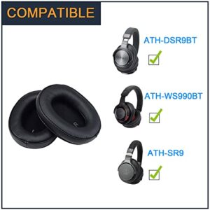 Headphones Replacement Earpads for Audio-Technica ATH-SR9/ ATH-DSR9BT/ ATH-WS990BT, Ear Pad Replacement Cushions with Protein Leather & Memory Foam